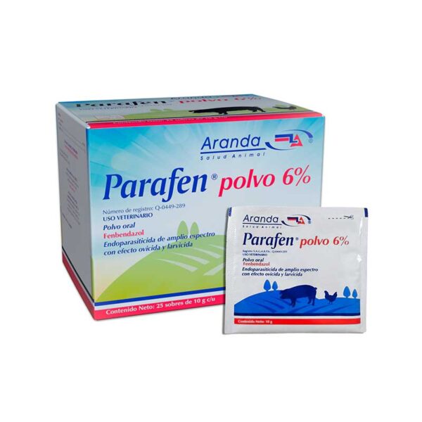 Parafen Polvo 6% 25 Sobres de 10 g c/u — Endoparasiticida de amplio ...